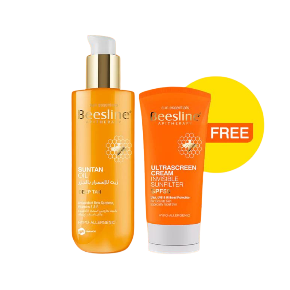 Beesline Suntan Oil Deep Tan & Ultrascreen Cream SPF50 Offer – Brand VIP